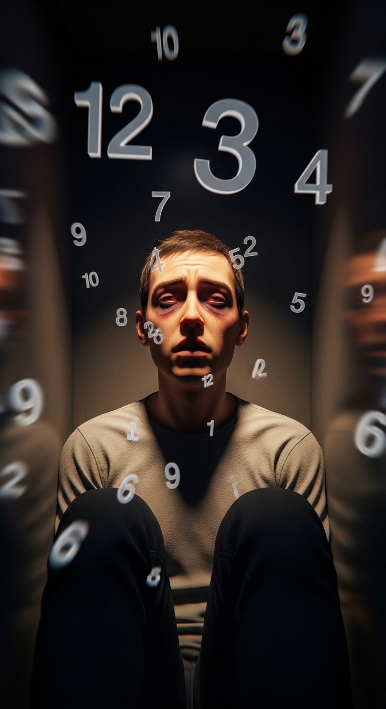 Google Imagen prompt: Exhausted human sitting in a dark r...