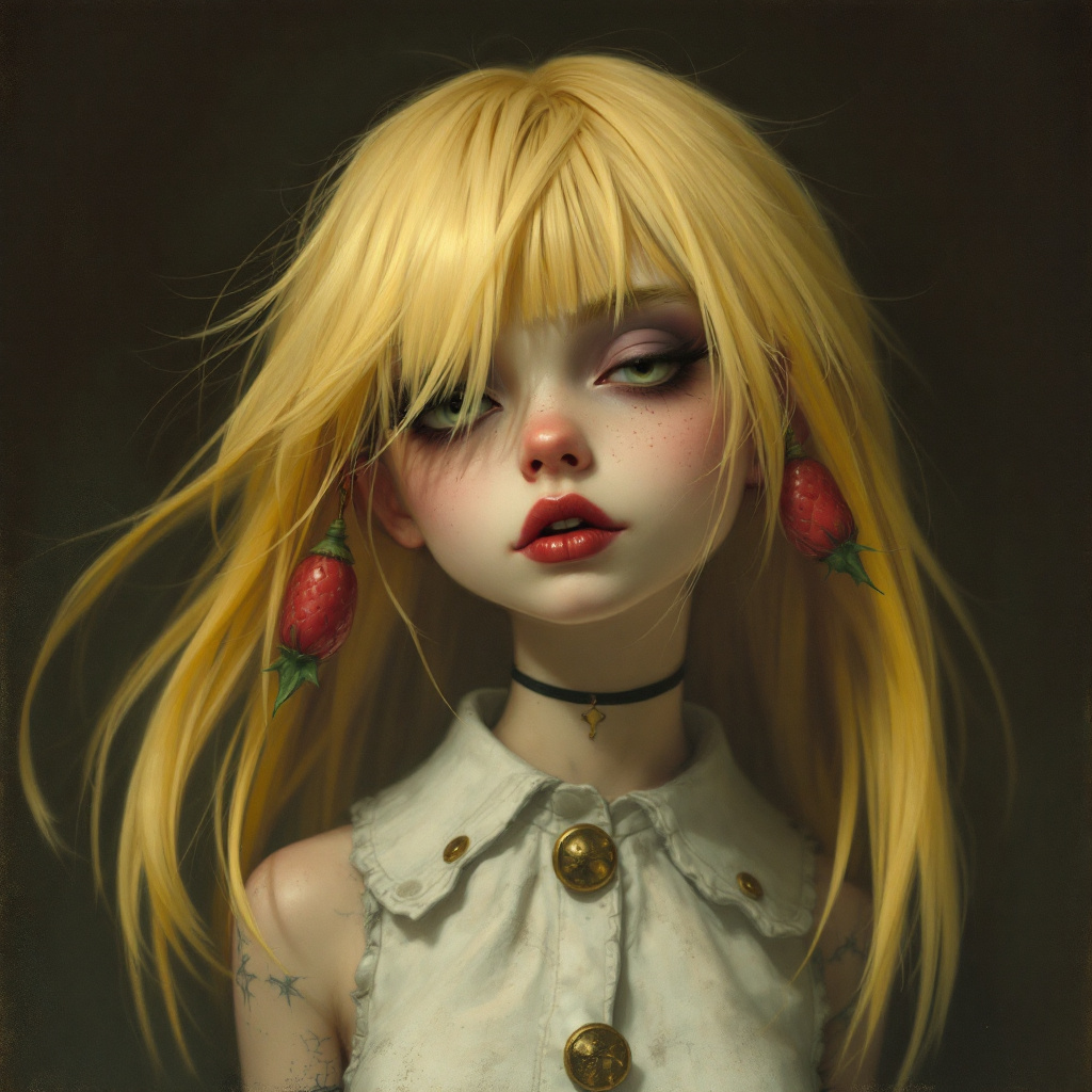 FLUX prompt: Super Goth Girl, yellow blonde style, by Sam...