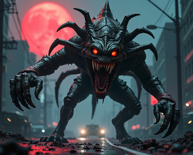 FLUX prompt: ((masterfully crafted horror rendition)) of ...