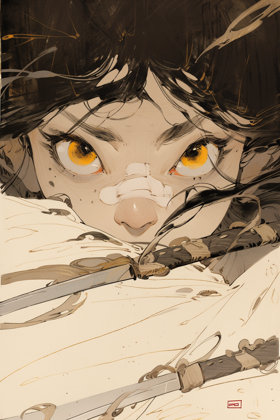 Midjourney prompt: extreme close-up, Epic ink bending sho...