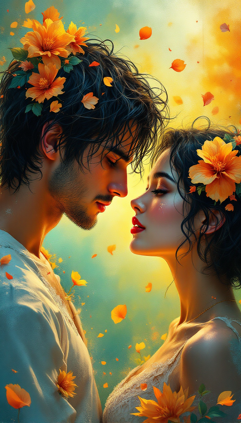 FLUX prompt: A mesmerizing, painterly-style romantic port...