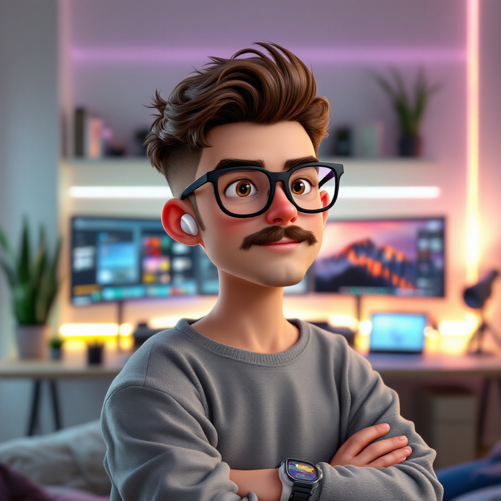 FLUX prompt: Create a semi-realistic male avatar with lig...