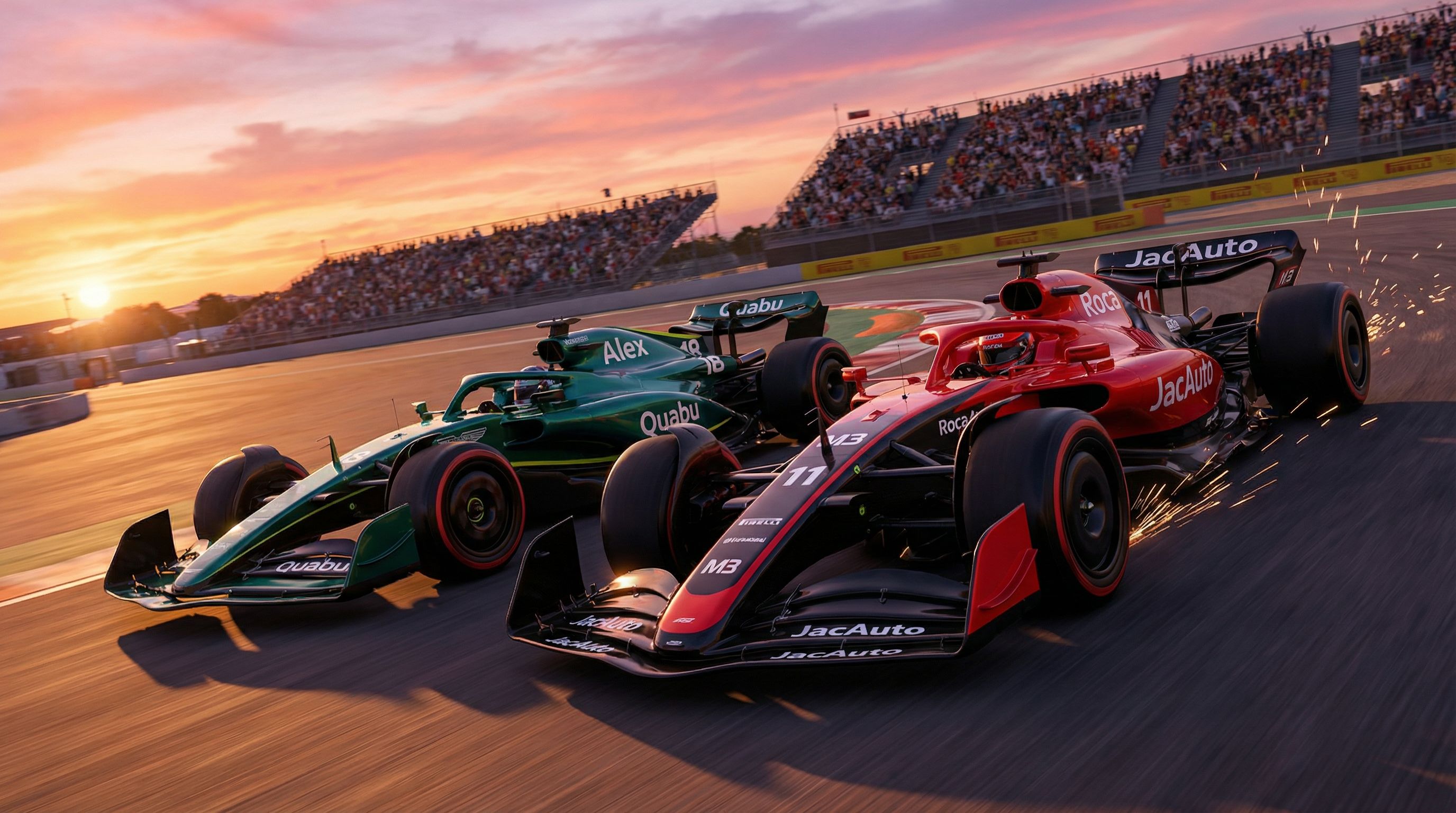 Nano Banana prompt: A high-speed Formula 1 race is taking...