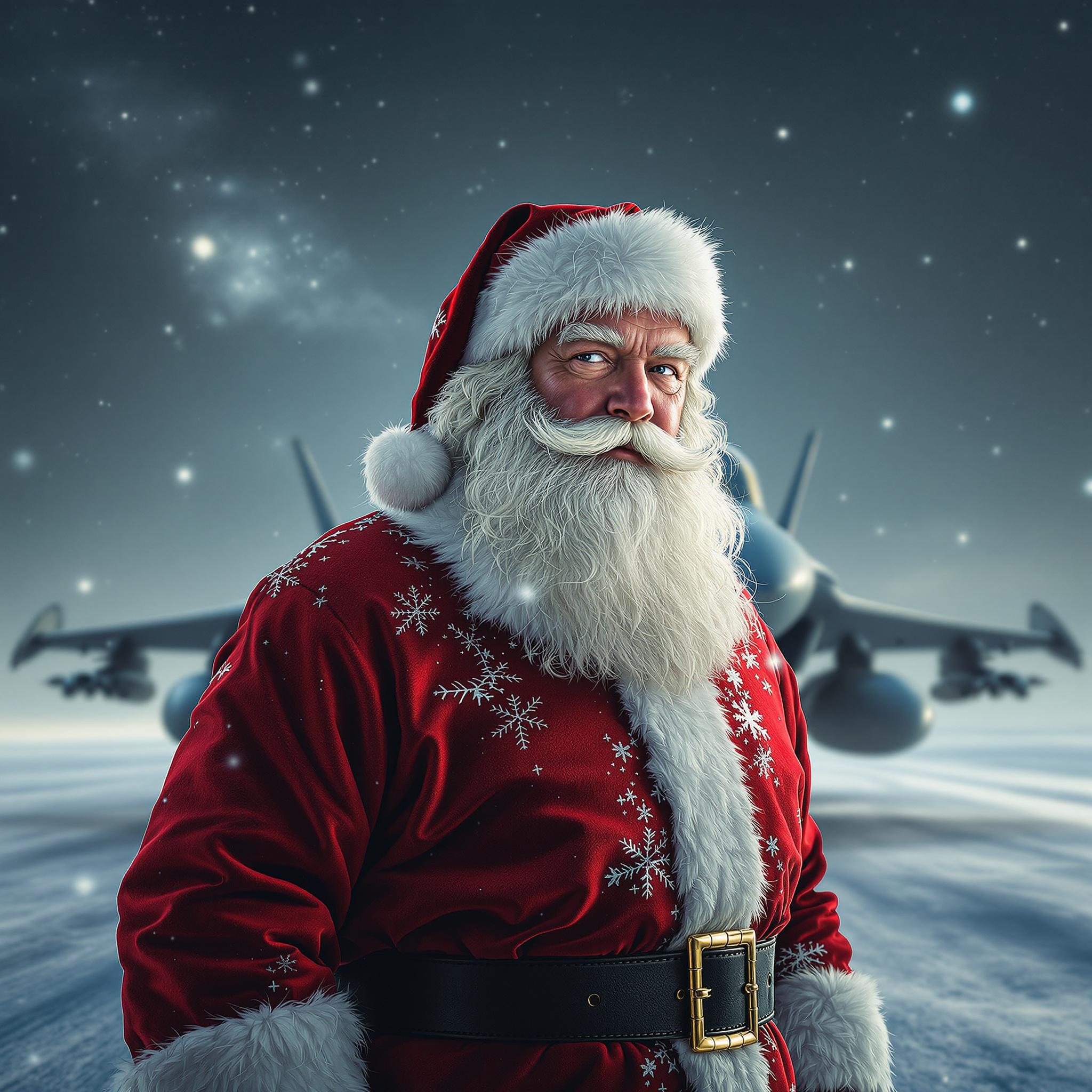 FLUX prompt: Hyper realistic photograph of santa claus st...