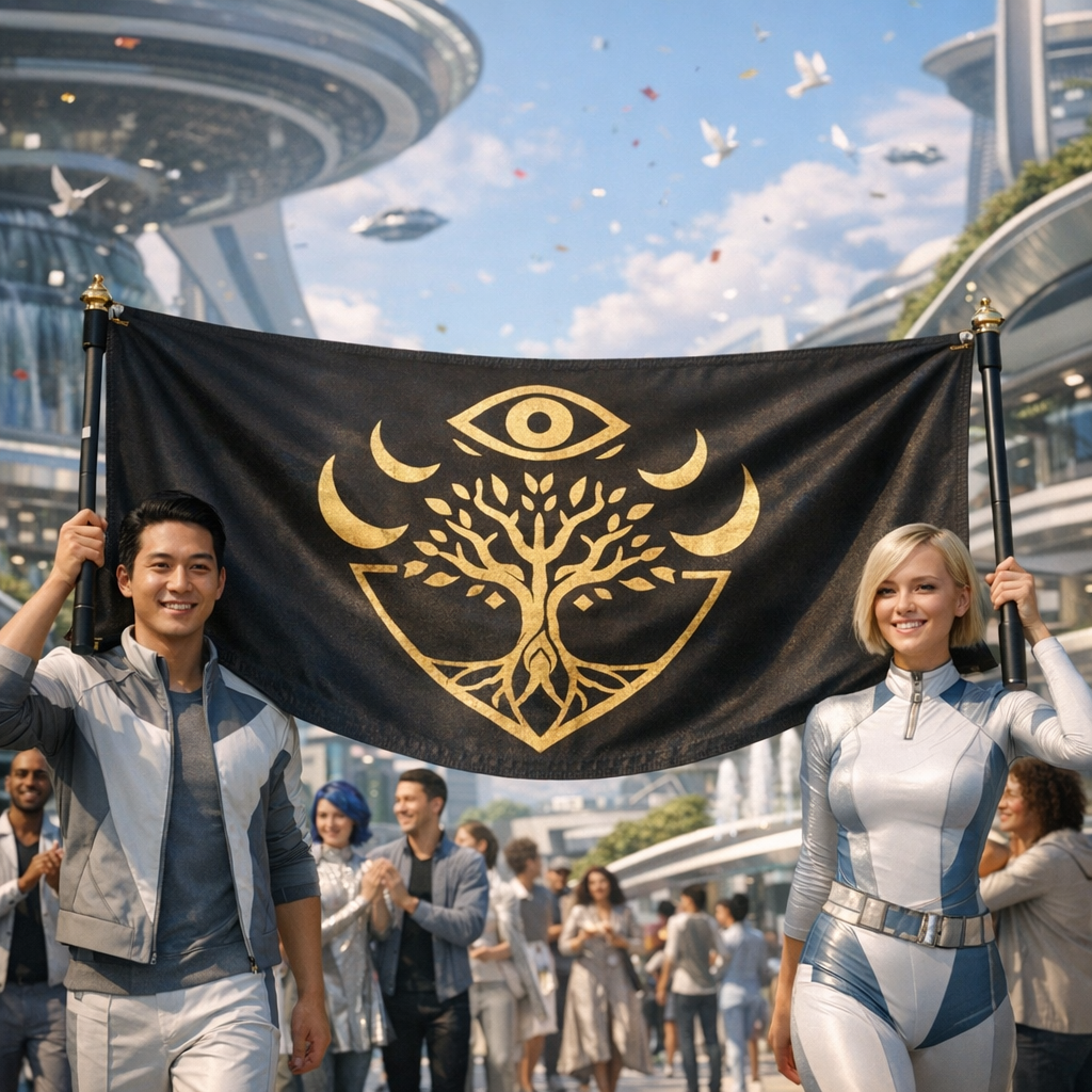 ChatGPT Image prompt: Turn the sigil into a banner where ...