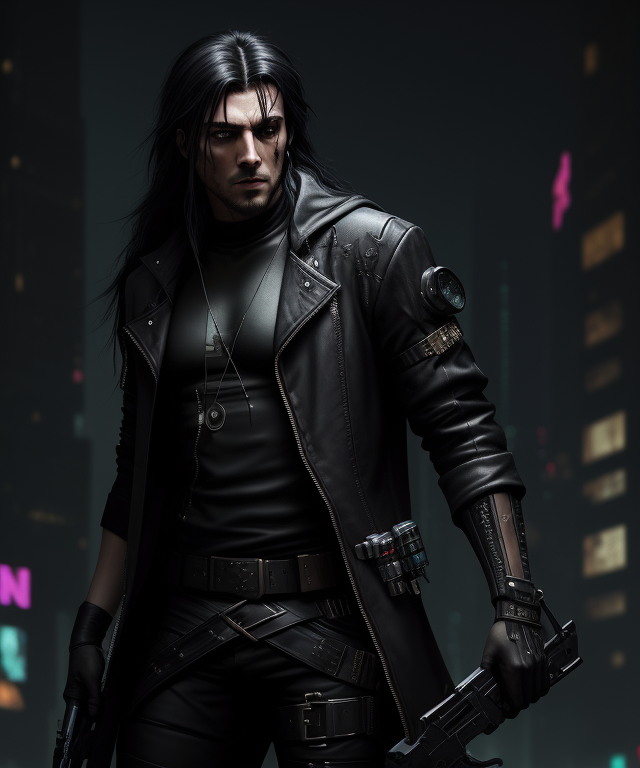 DreamShaper prompt: Cyberpunk, robin hood, revolver, styl...