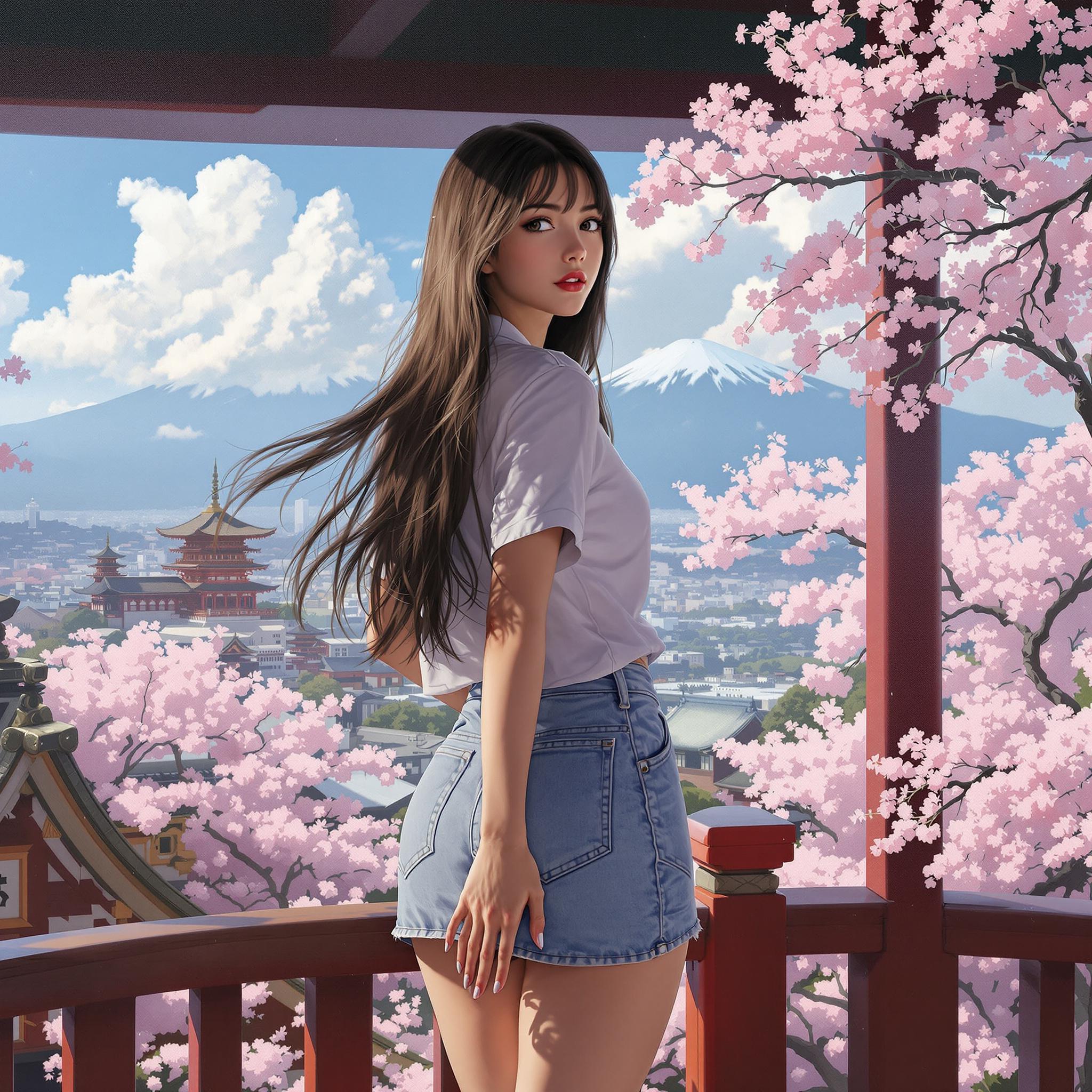 FLUX prompt: Photorealism Painting of a girl, long hair,