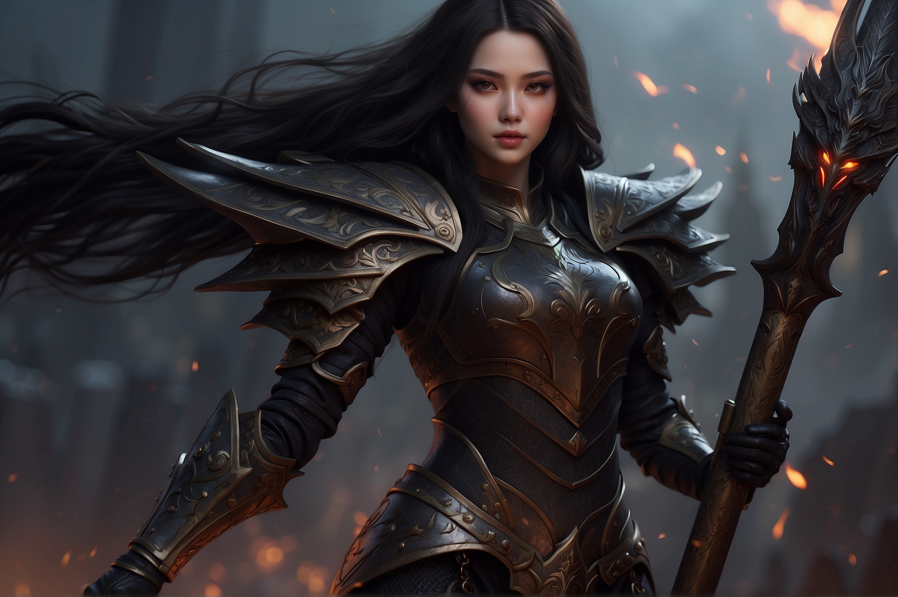 Stable Diffusion prompt: Realistic women with black scary...