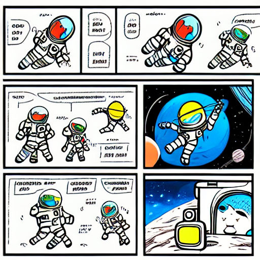 Stable Diffusion prompt: comic book strips, storyboard ca...