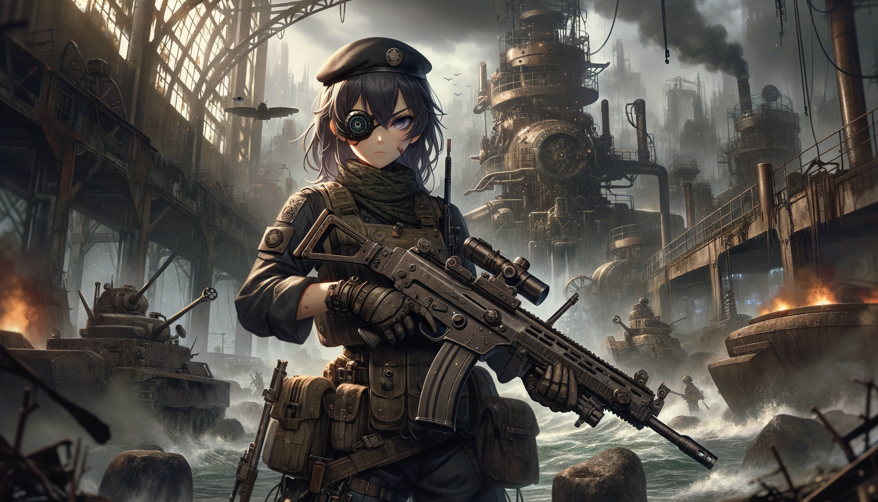 DALL·E prompt: style dieselpunk, grimdark, realistic anim...