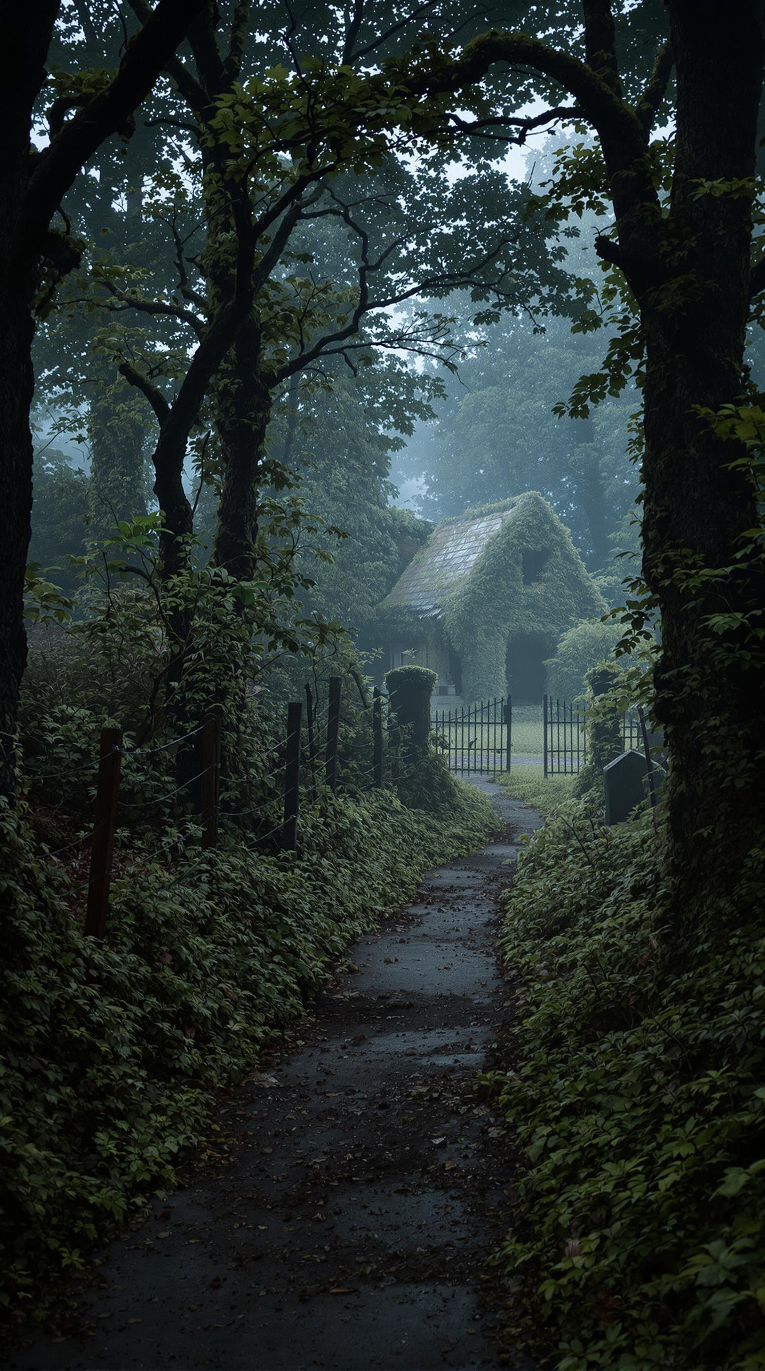 FLUX prompt: A hyper-realistic forest path at dusk, now a...
