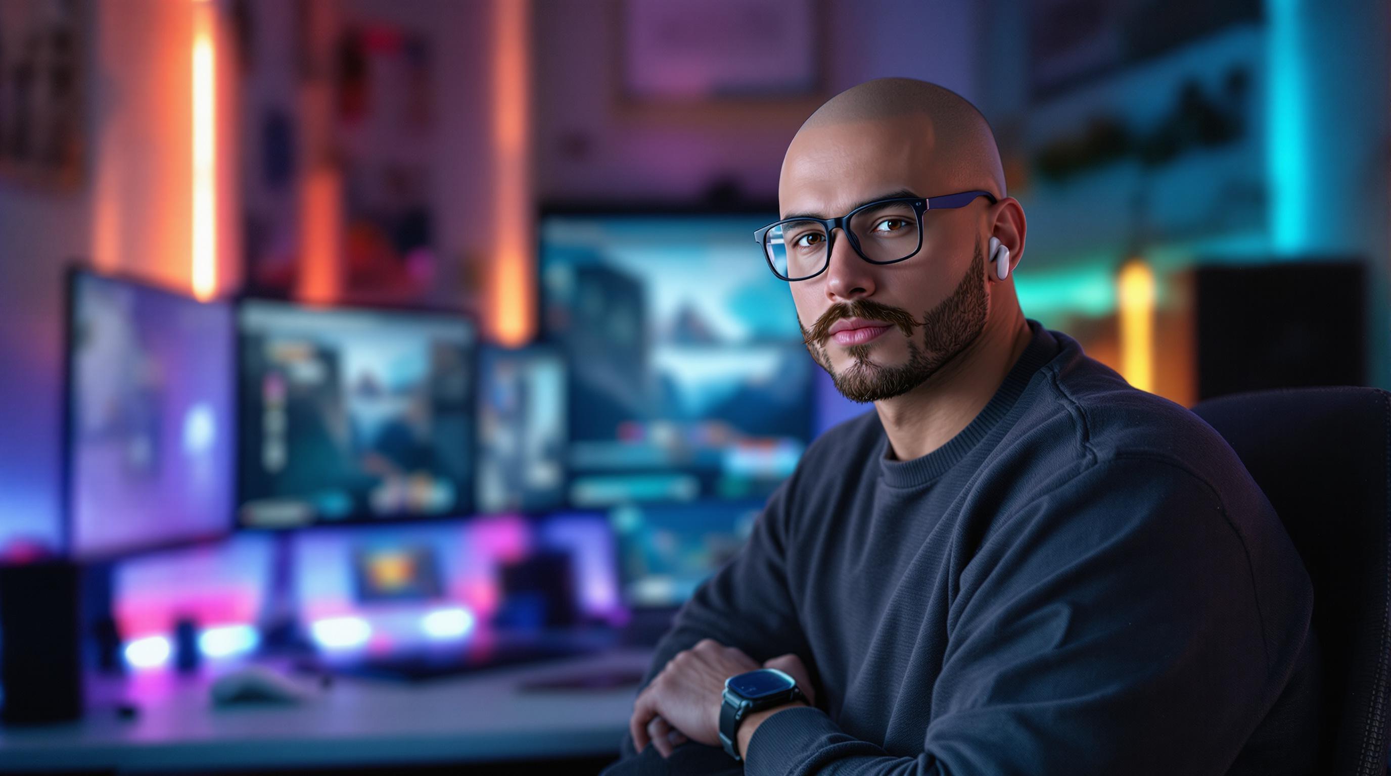 FLUX prompt: Create a semi-realistic male avatar with lig...