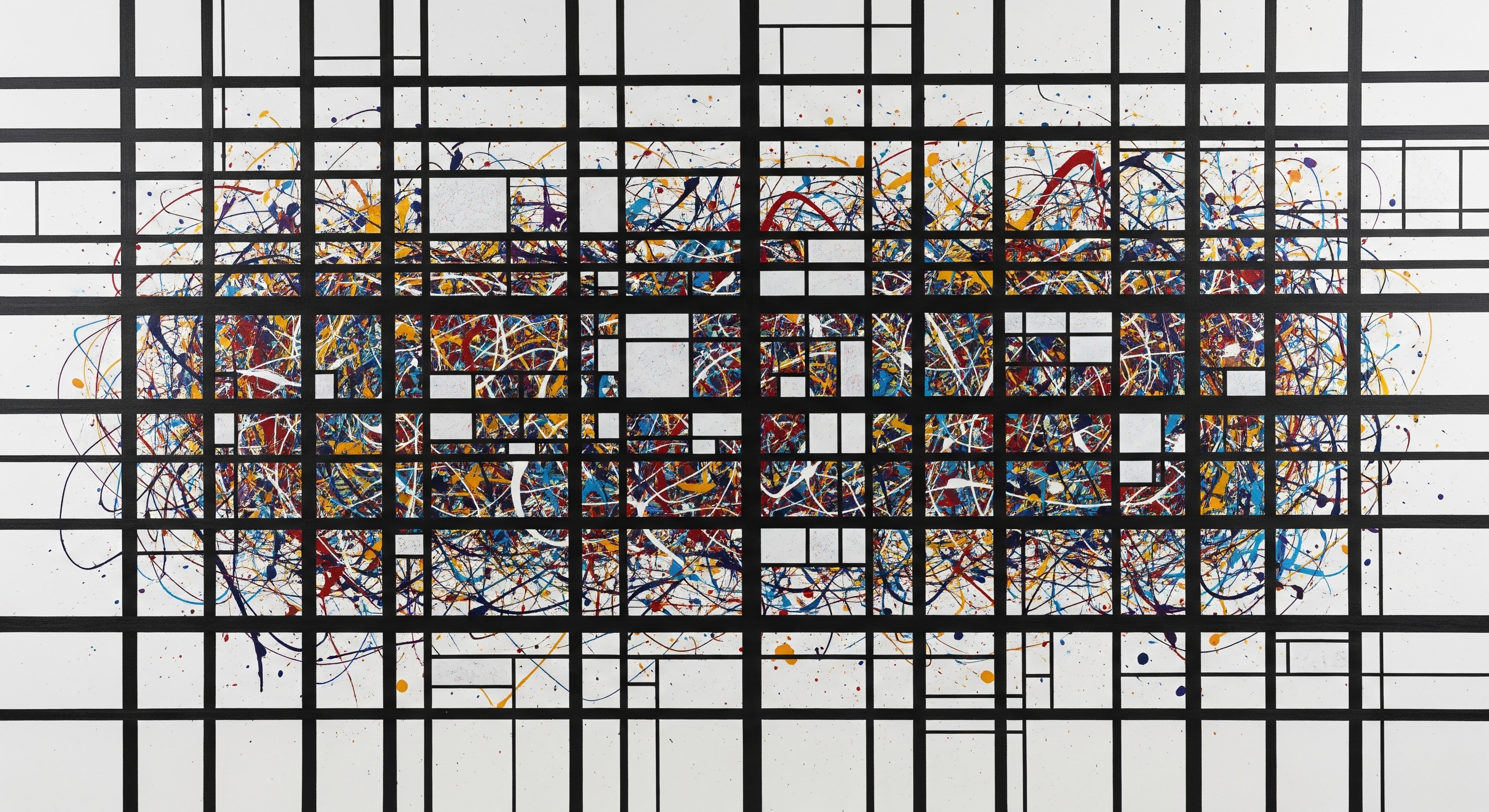 FLUX prompt: A painting that clashes two opposing art sty...