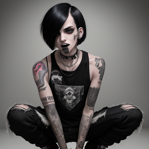 DreamShaper prompt: delinquent street punk in emo style c...