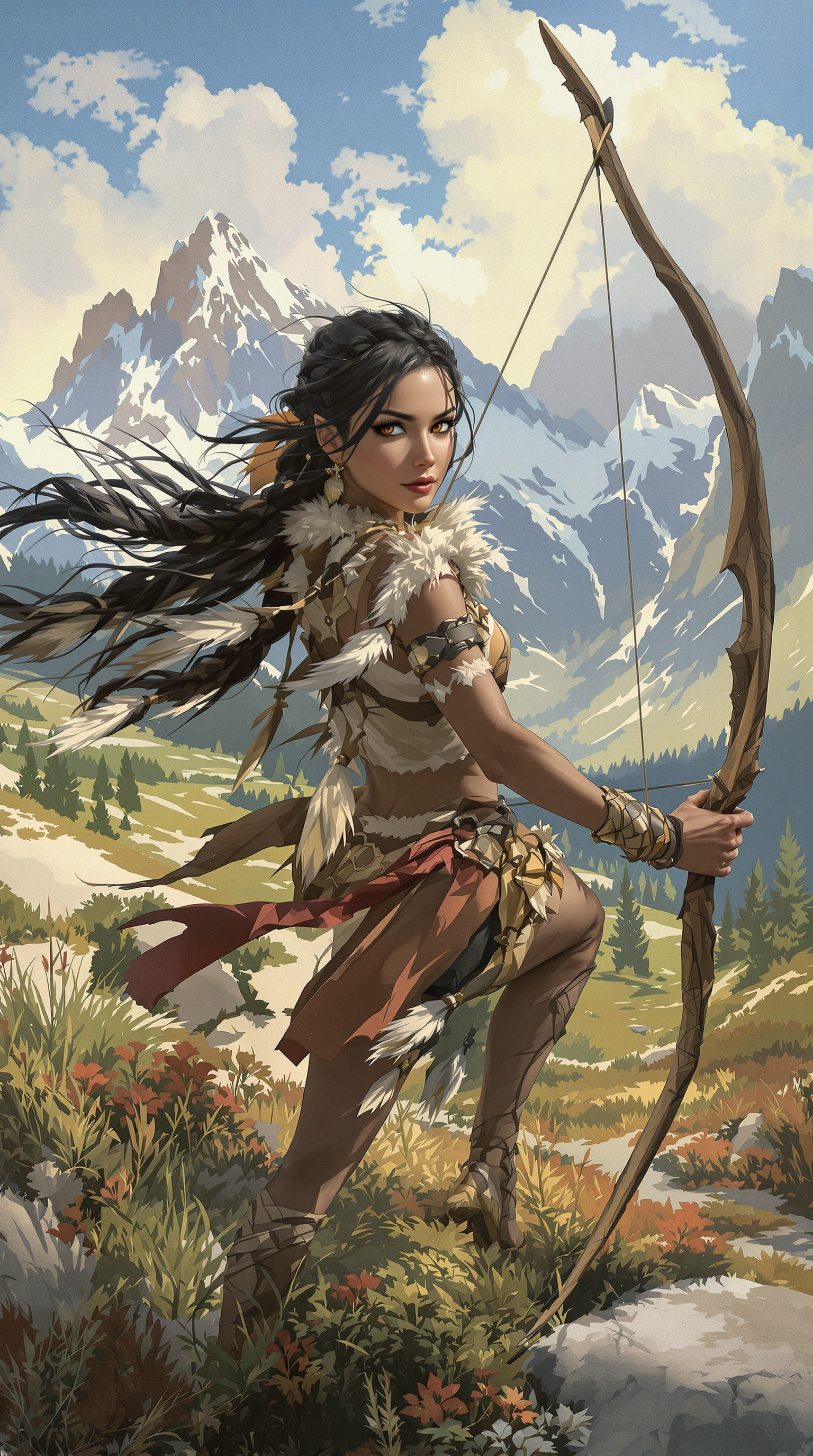 FLUX prompt: A pretty, resilient huntress with an athleti...