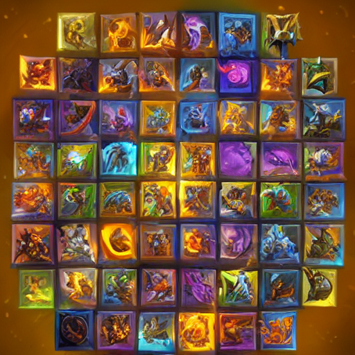 Stable Diffusion prompt: video games icons, 2d icons, rpg...