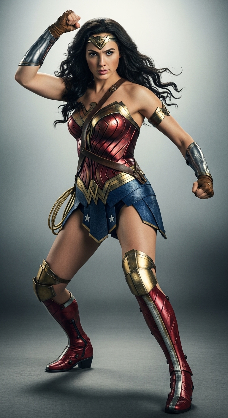 Google Imagen prompt: Wonder Woman, SUPER HERO DEFENSE ST...