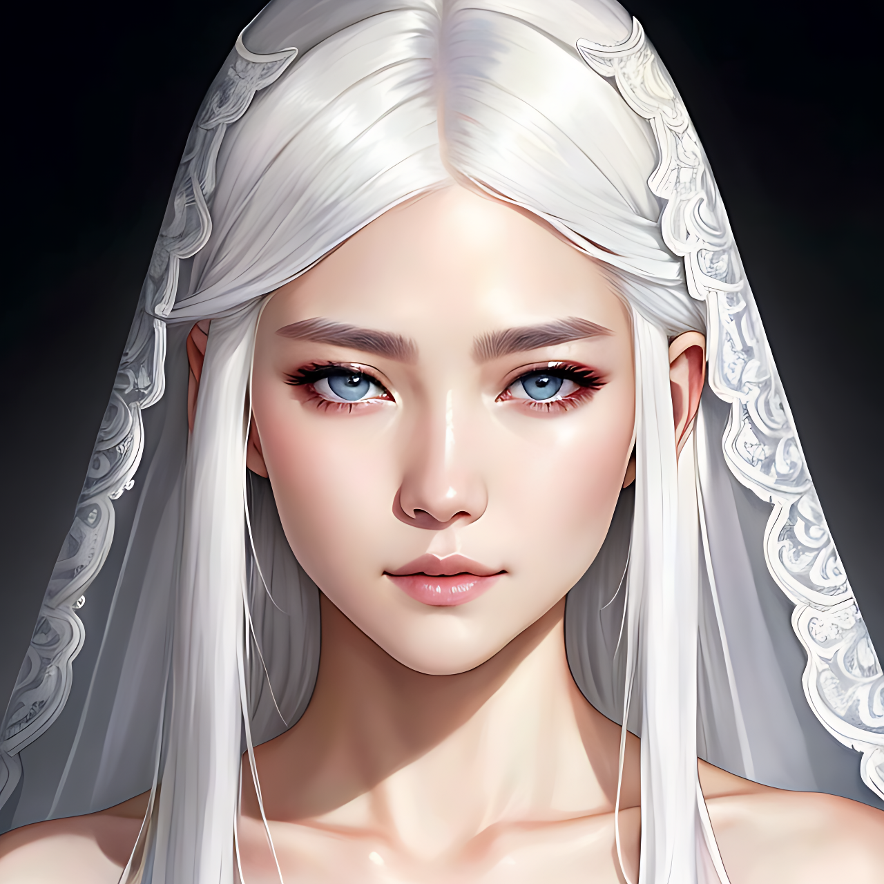 Stable Diffusion prompt: white hair, a young South Korean...