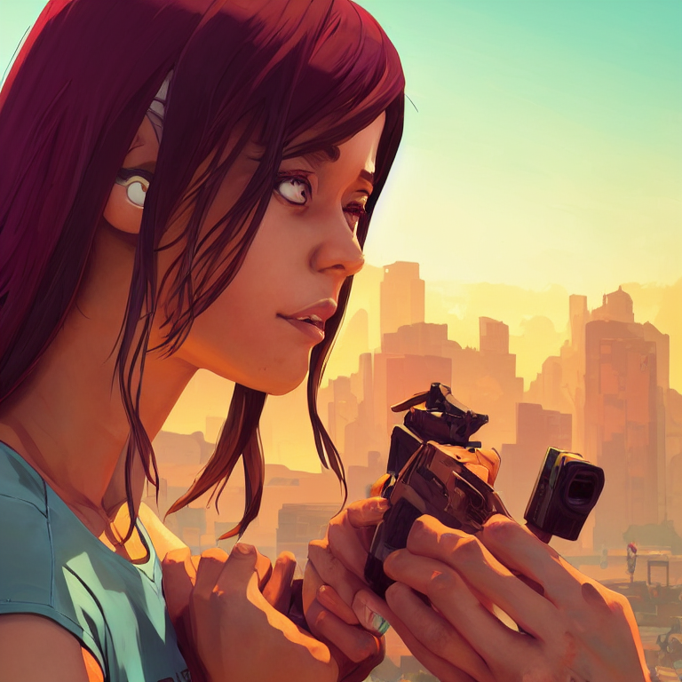 Stable Diffusion prompt: portrait of a girl, gta san andr...