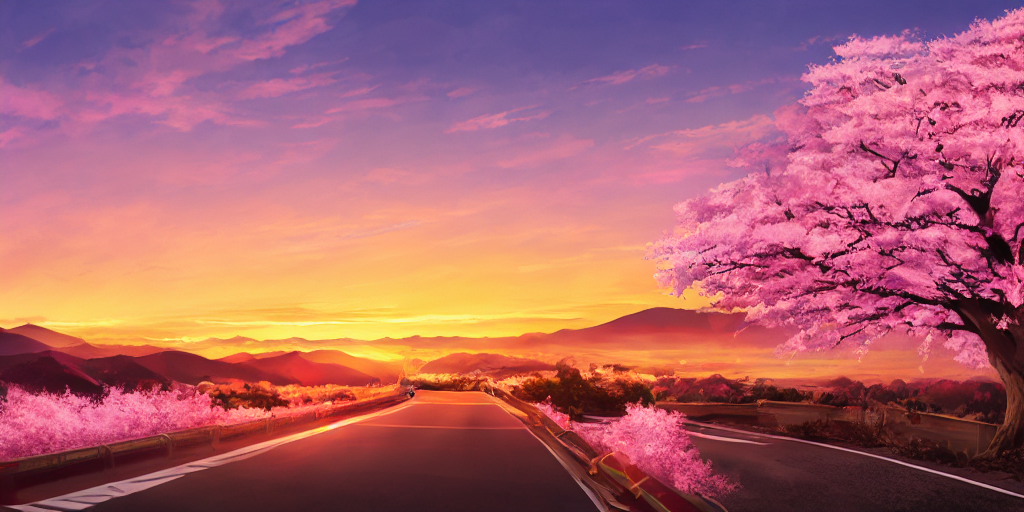 Waifu Diffusion prompt: 2d, anime, landscape, one mountai...