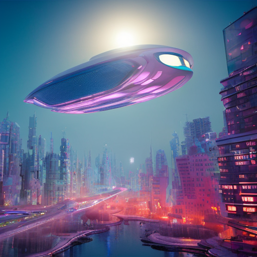 Redshift Diffusion prompt: a futuristic city floating c...