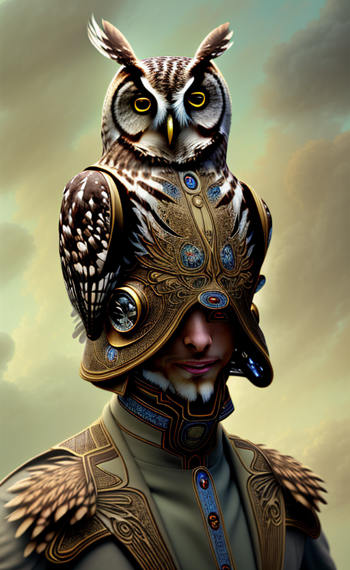 Openjourney prompt: An owl man dressed in a 19th century ...