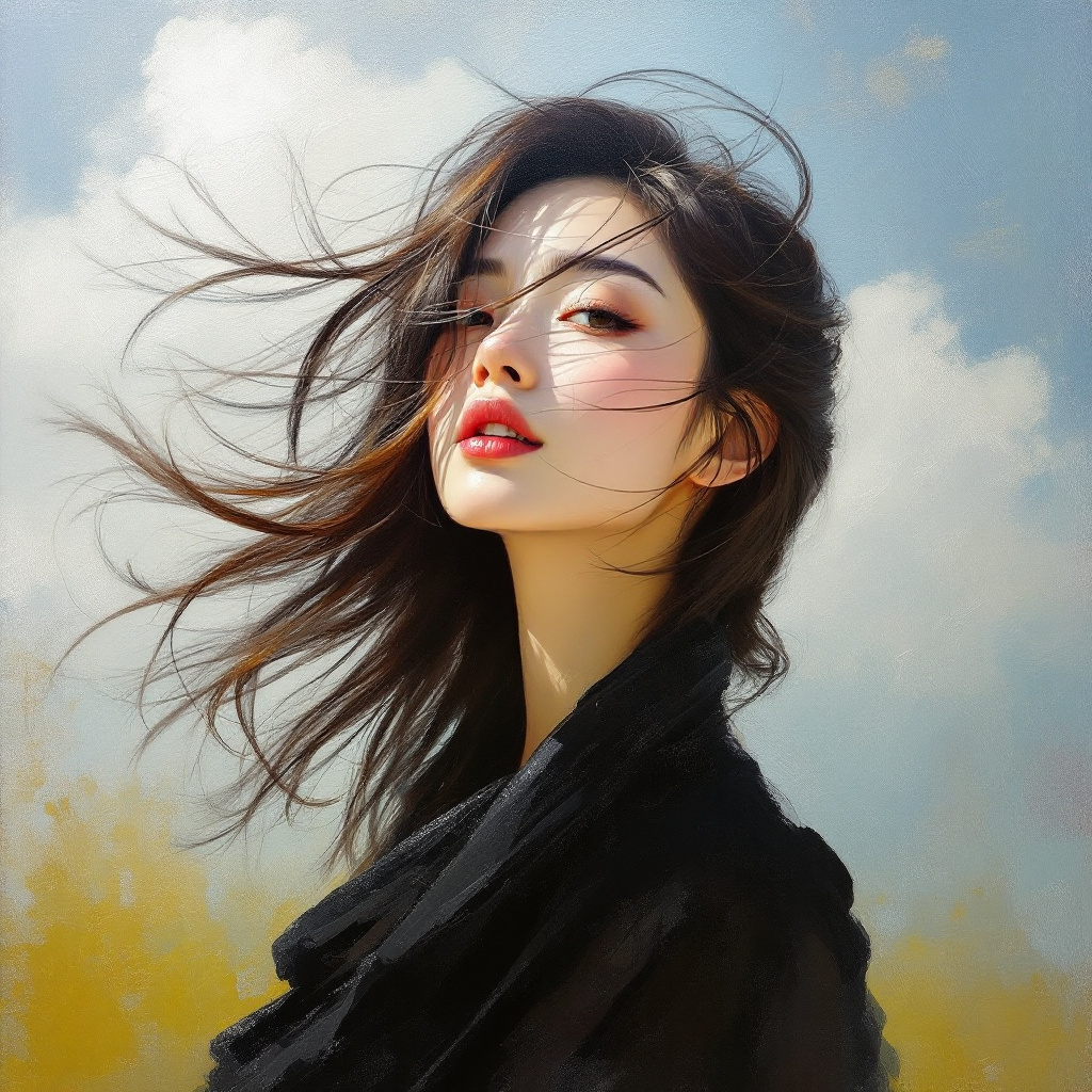 FLUX prompt: a stunning Japanese oil painting on canvas o...