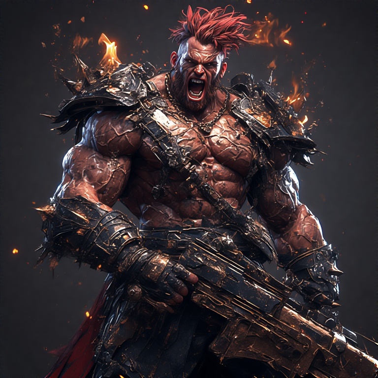 ChatGPT Image prompt: A brave, muscular, punkish warrior ...