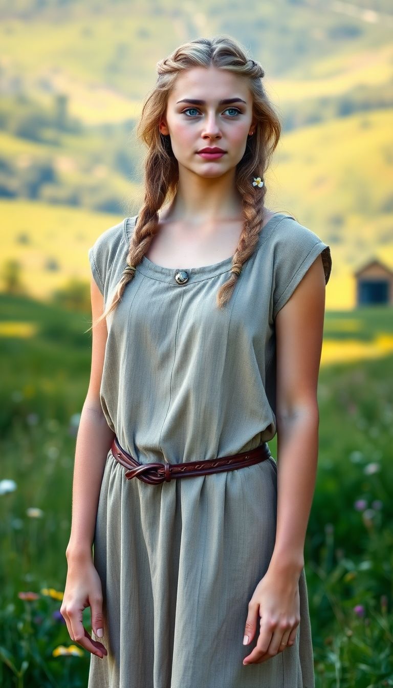 FLUX prompt: A young Germanic woman from ancient times, s...