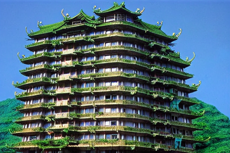 Stable Diffusion prompt: A Huge Vietnam Old Apartment Bui...