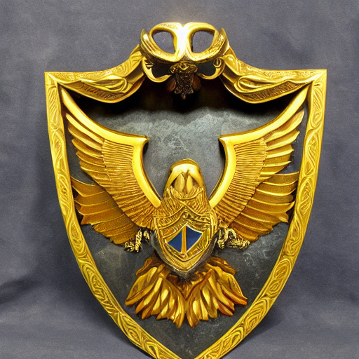 Stable Diffusion prompt: gilded eagle head in medieval fa...
