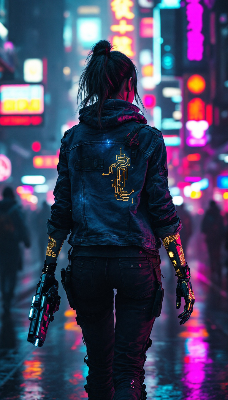 FLUX prompt: A space drifter, in a tattered, dark blue de...