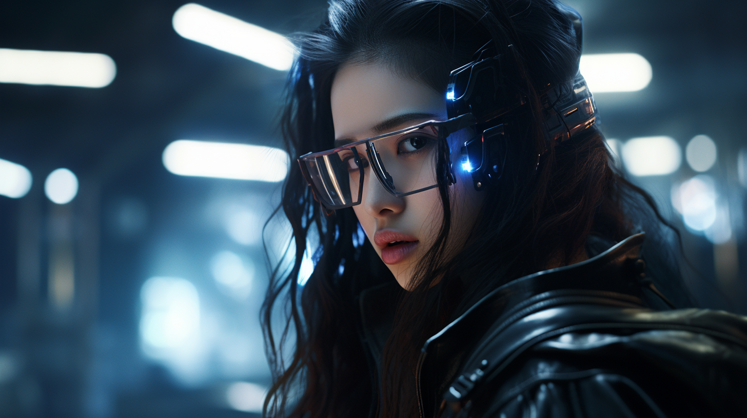 Midjourney prompt: Liu Yifei as a cyberpunk cage fighter ...