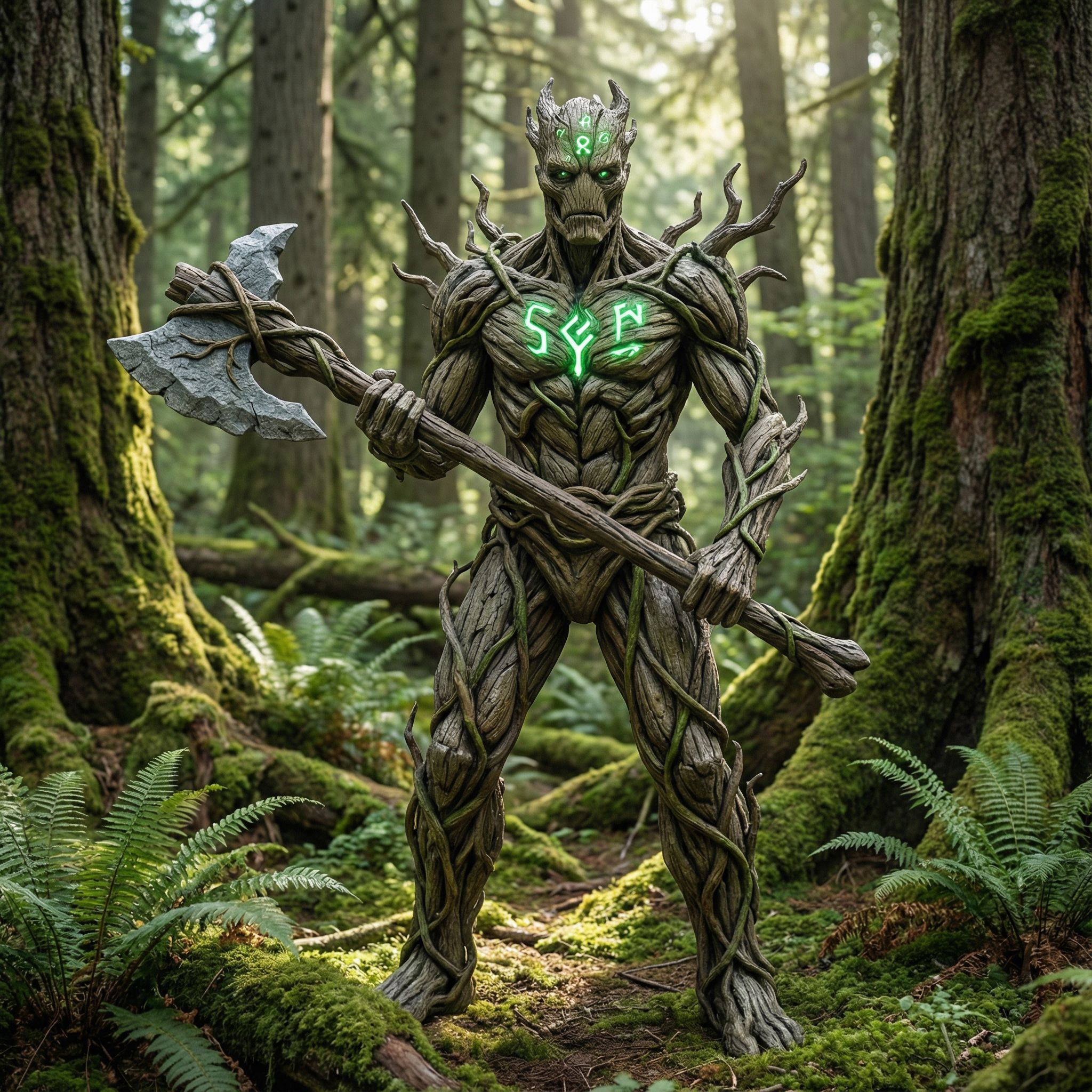 Nano Banana prompt: male warforged barbarian, made of pet...