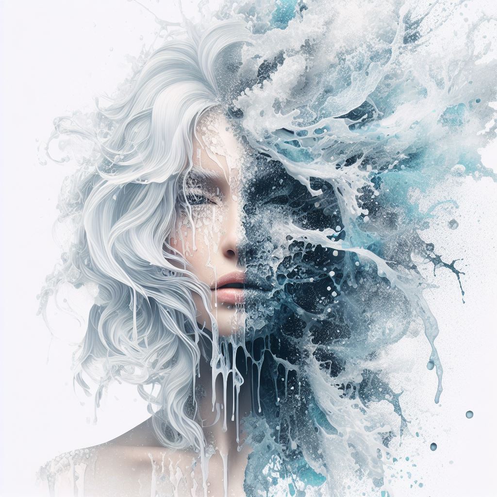 DALL·E prompt: A half body portrait of a woman made of wa...