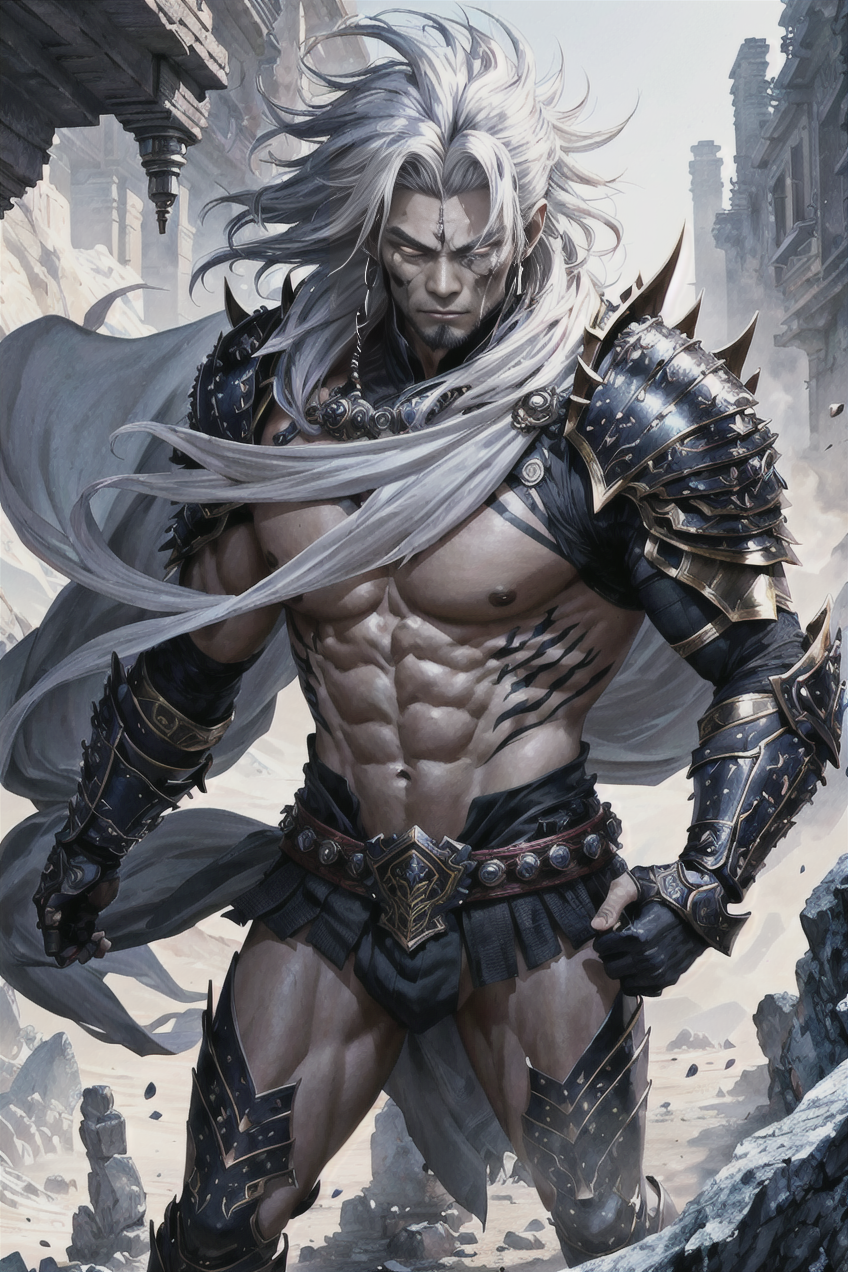 Stable Diffusion prompt: concept art male asian warrior,