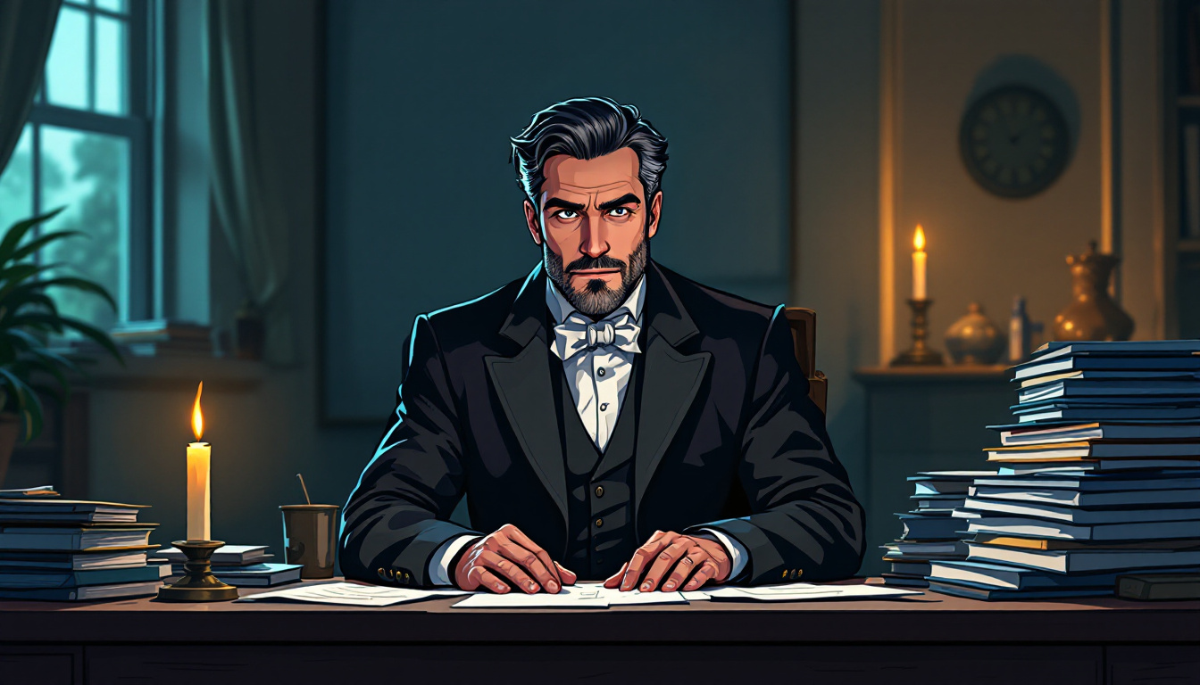 FLUX prompt: A cartoon of a clean shaven middle aged Vict...