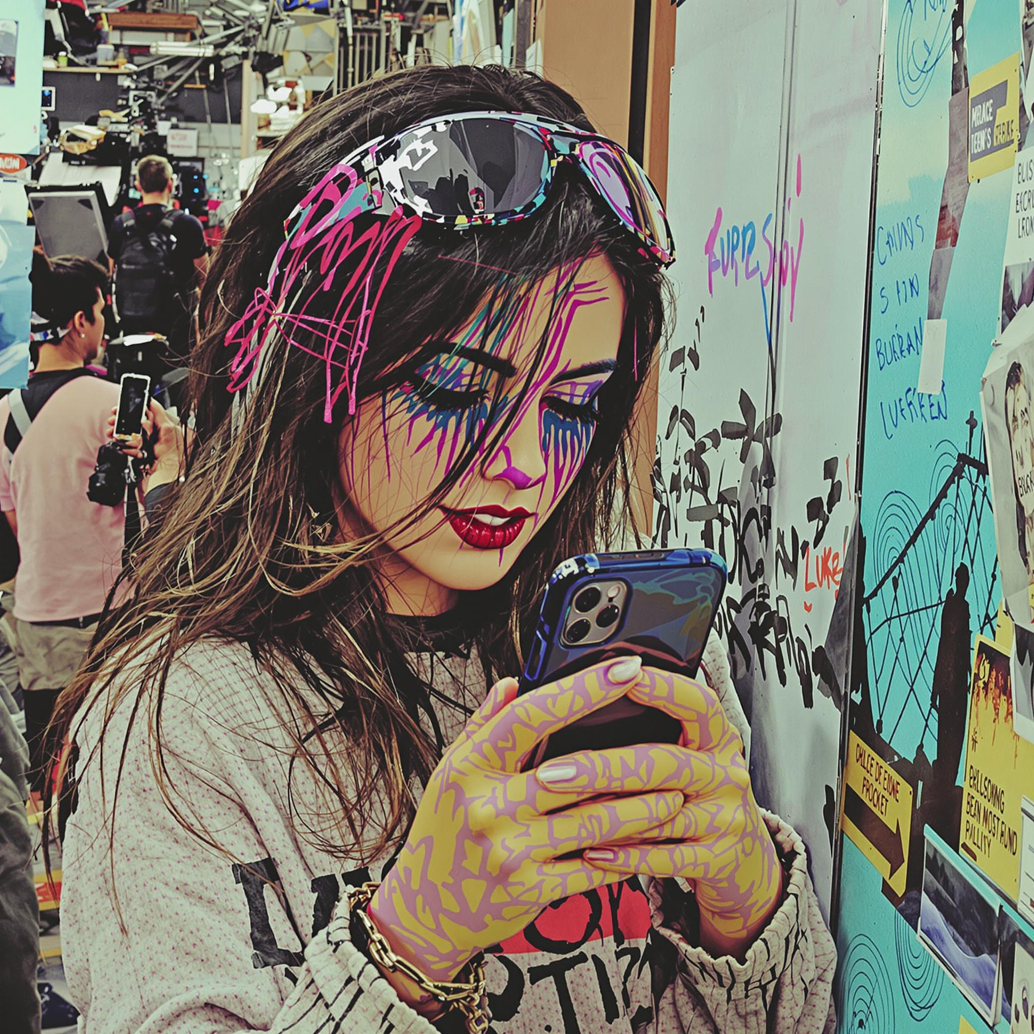 FLUX prompt: low quality phone photo, , a girl realistic,...