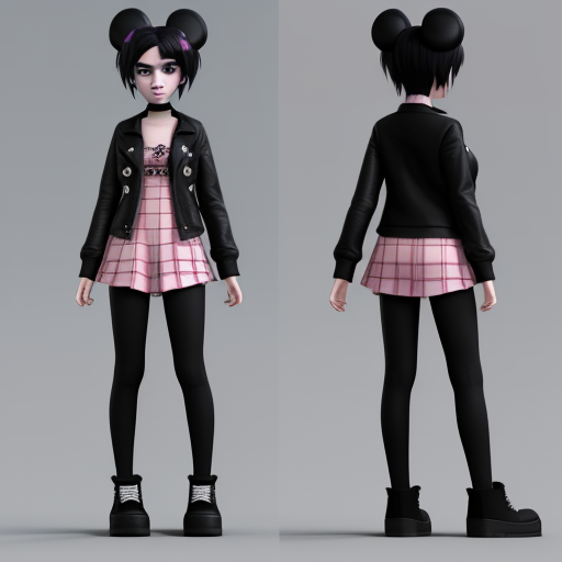 DreamShaper prompt: 3D reference sheet for EMO teen girl ...