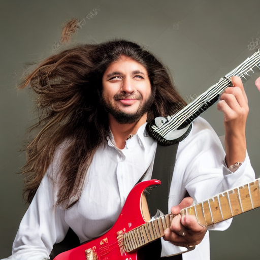 Stable Diffusion prompt: long haired rocker latino man pl...