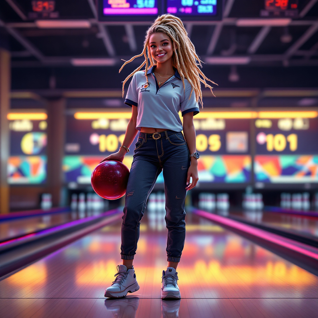 FLUX prompt: girl, happy, beautiful medium blonde hair, d...