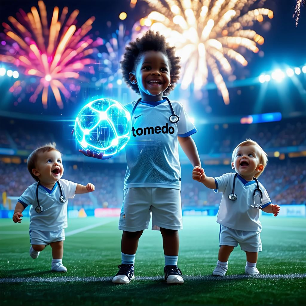 Stable Diffusion prompt: Victorious sports scene, toddler...