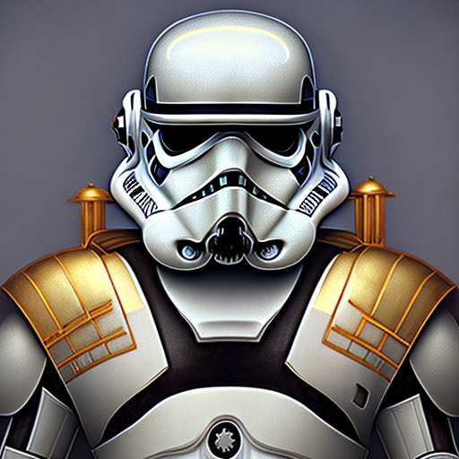 Openjourney prompt: Storm trooper as a vintagepunk samura...