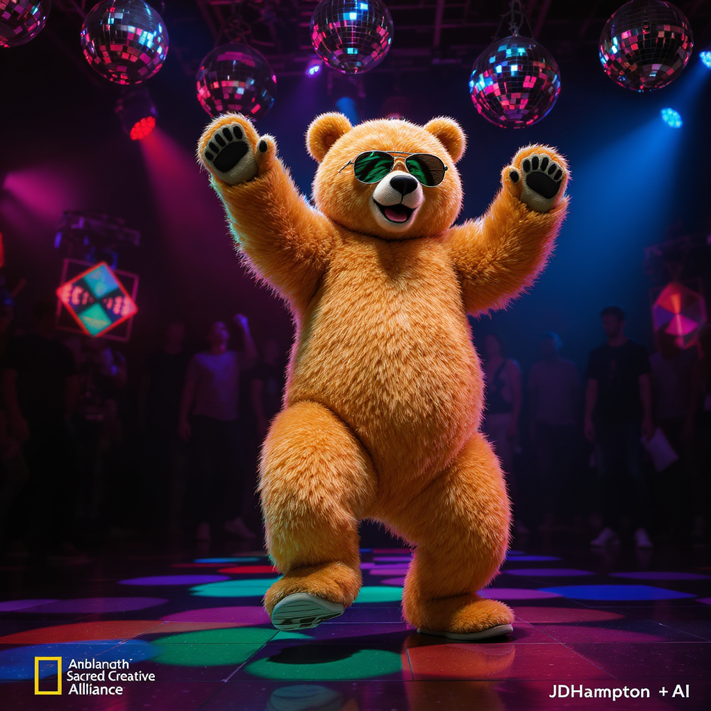 FLUX prompt: Tap dancing flat out Australian Kola Bear co...