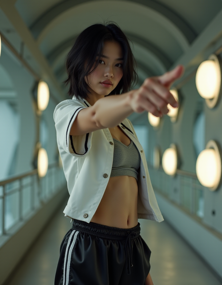FLUX prompt: High fashion half body photo of a young asia...