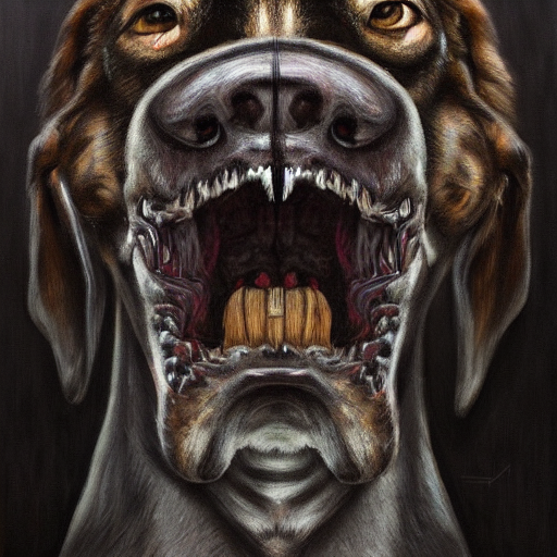 Stable Diffusion prompt: scp horror nightmare dog, schizo...