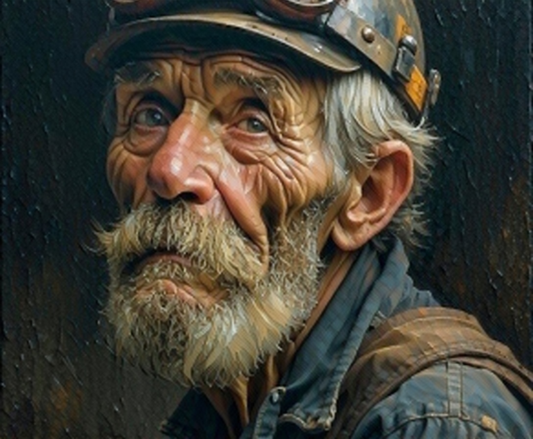 Stable Diffusion prompt: a portrait of an old coal miner...