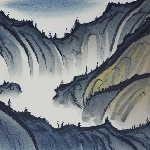Stable Diffusion prompt: Landscape painting, ink painting...