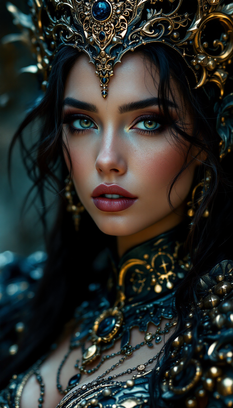 FLUX prompt: Sexy female moon queen, mystic, fantasy, lig...