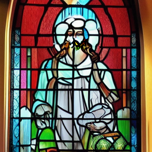 Stable Diffusion prompt: church painted picture of jesus...